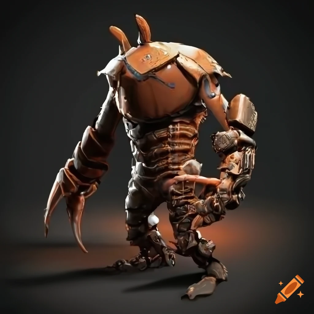 Armored sci-fi crab man warrior on Craiyon