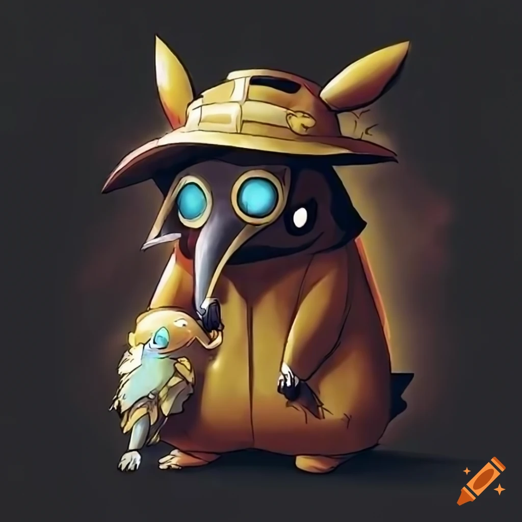 Artwork of a pikachu dressed as a plague doctor