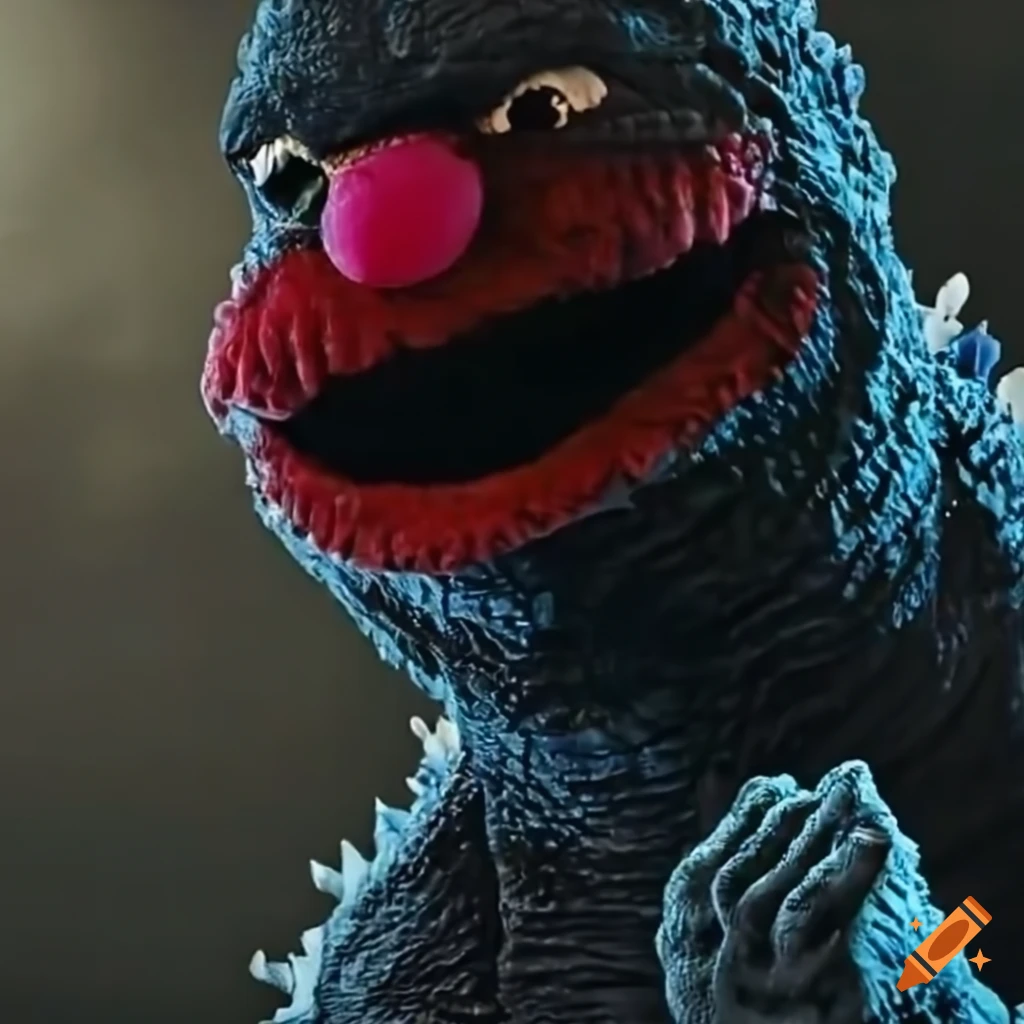 Godzilla and grover having a friendly moment