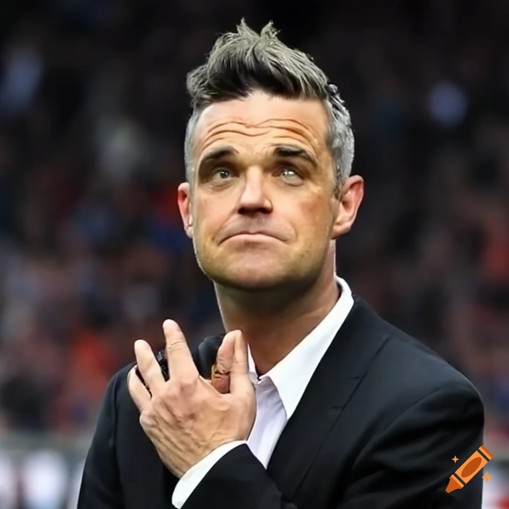 Robbie williams as a football manager on Craiyon