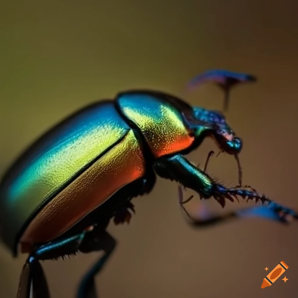 Close-up photo of a shiny dung beetle on Craiyon