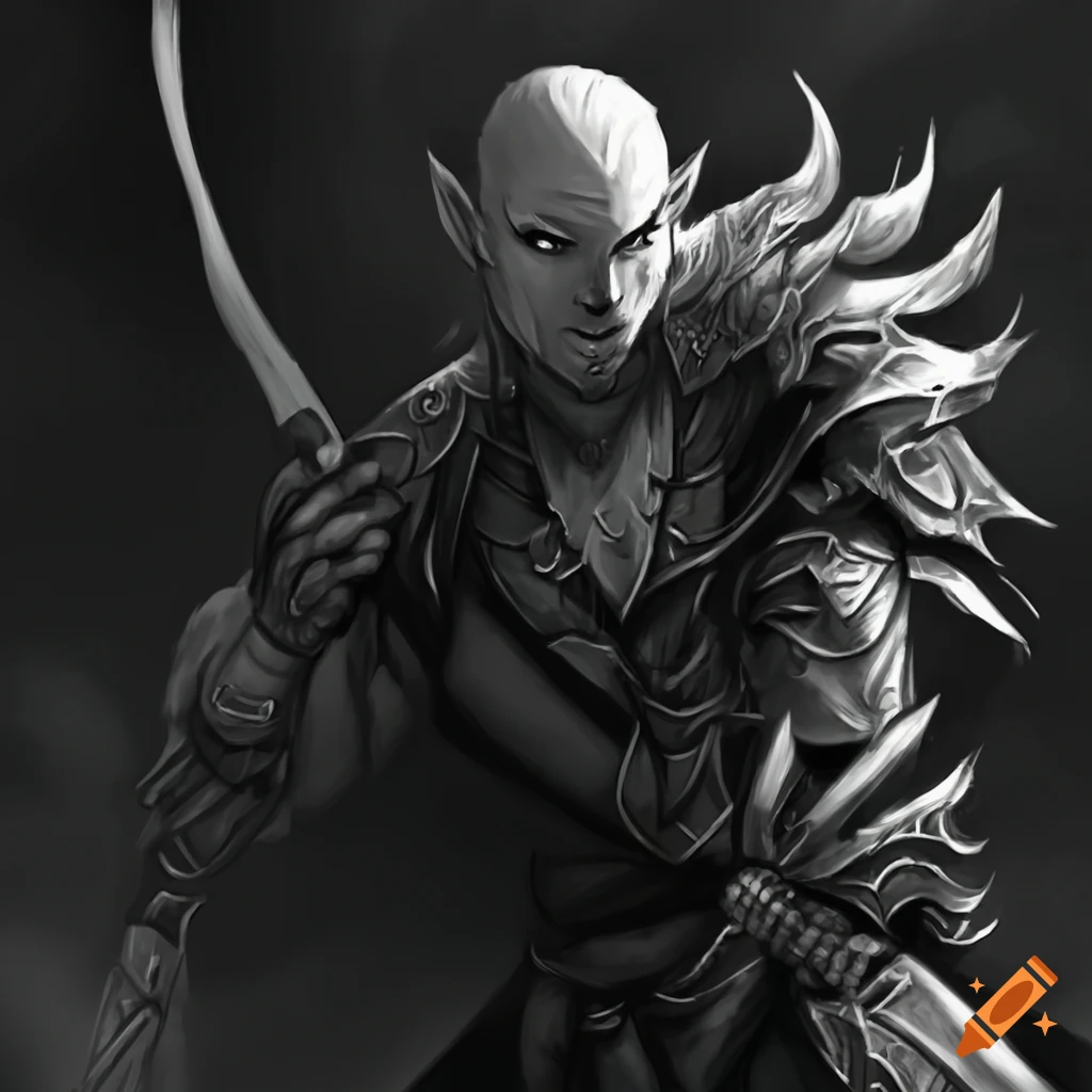 Image of a bald elf warrior with a sword