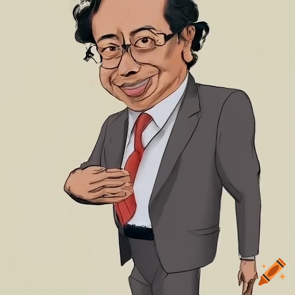 Cartoon illustration of gustavo petro urrego