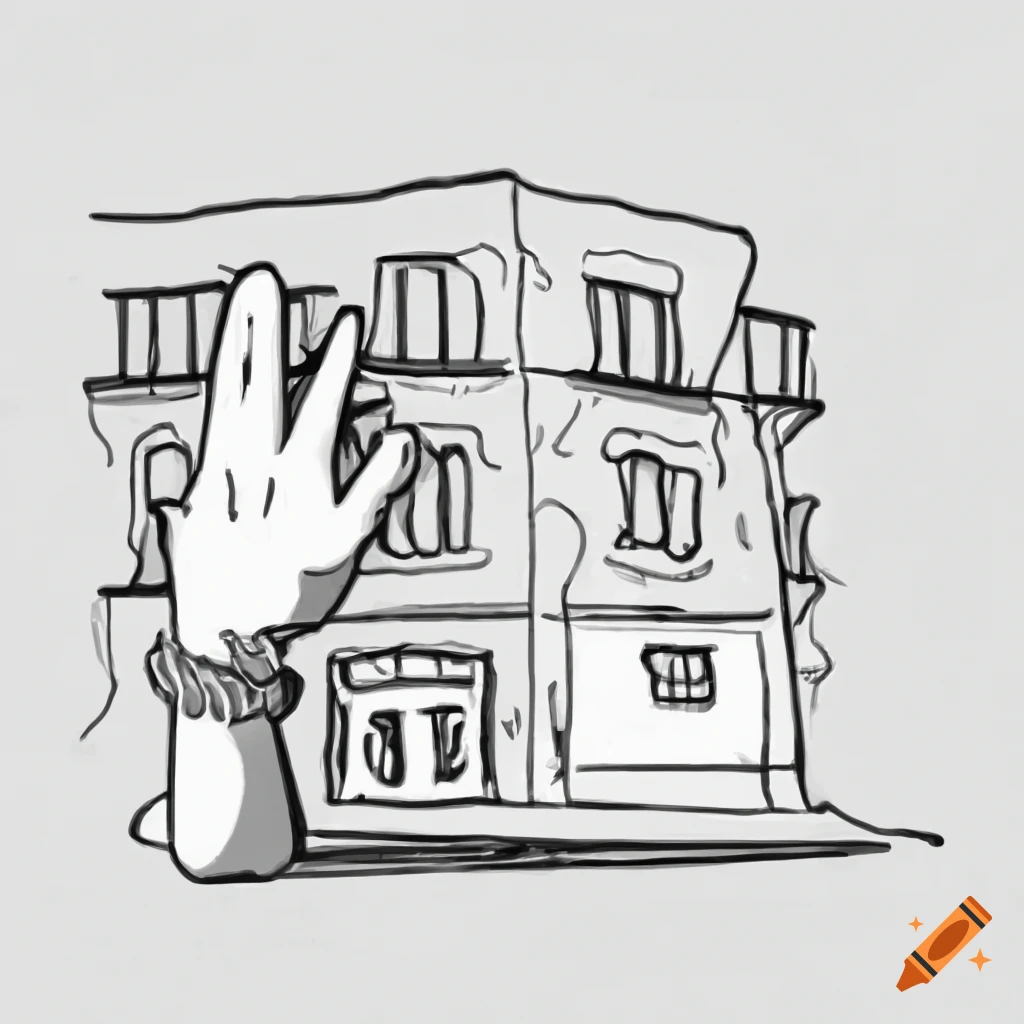 Minimalist line drawing of a man leaning against a textured wall on Craiyon