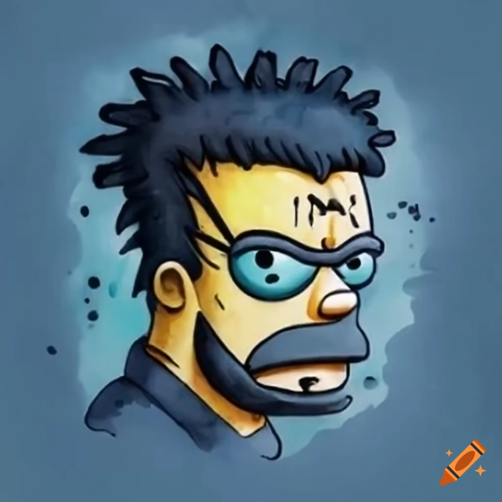 Blue-skinned simpson-style character on Craiyon