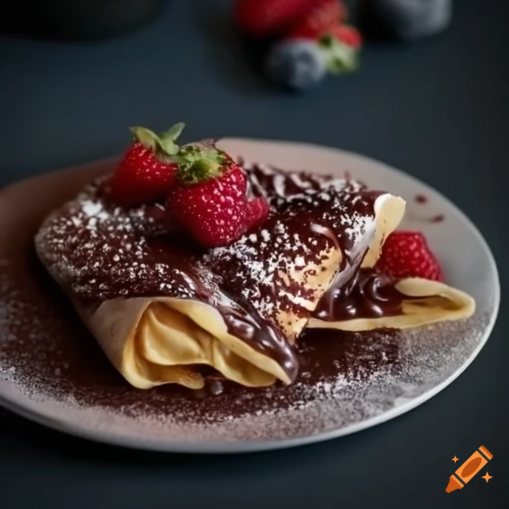 Plate of crepes with chicken viewed from above on Craiyon