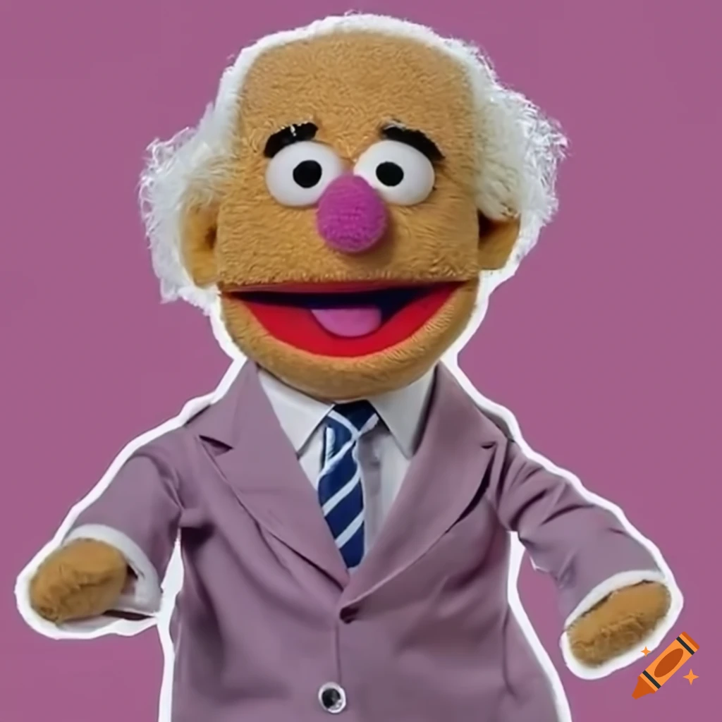 Muppet puppet of joe biden on pink background