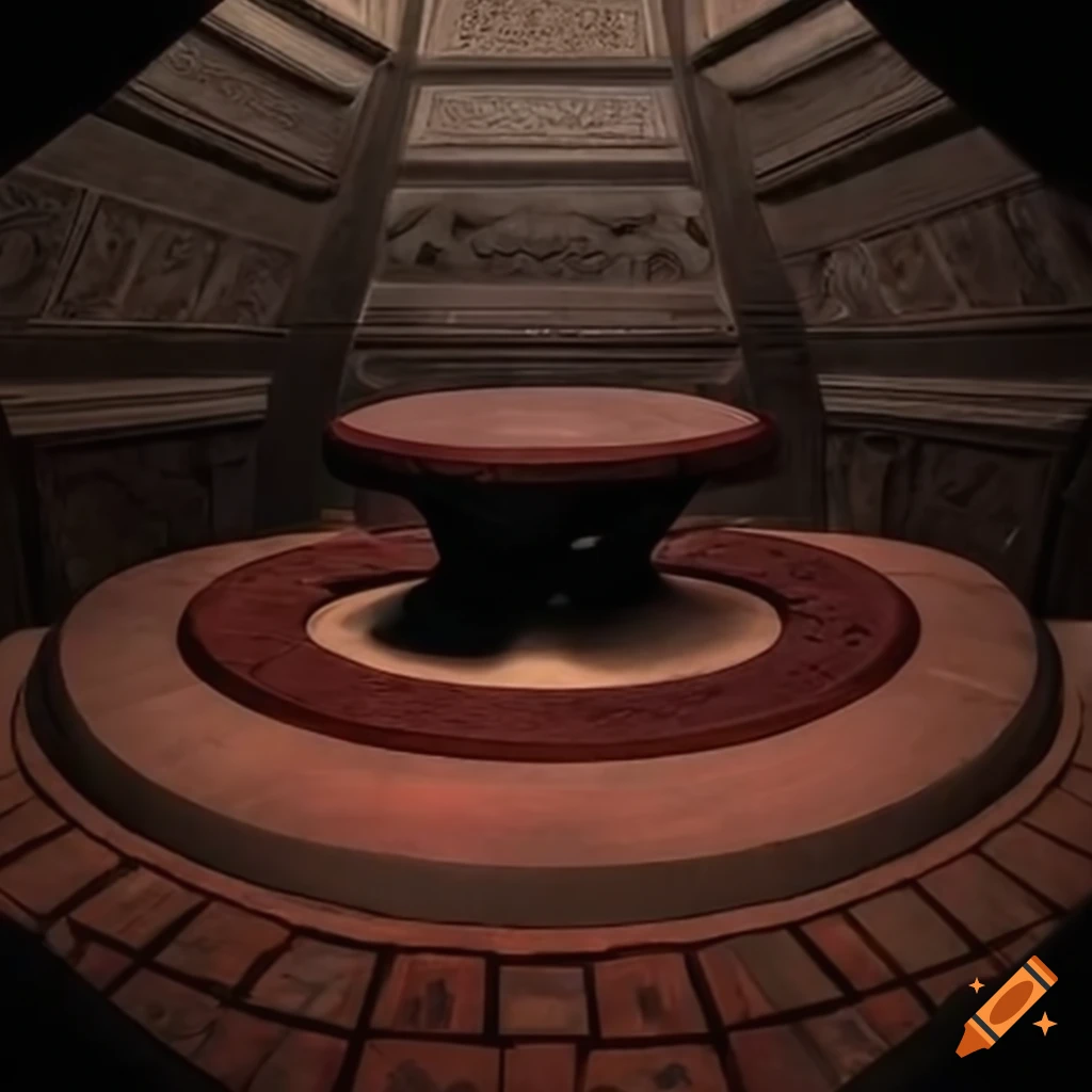 Sith meditation chamber with central stool on Craiyon
