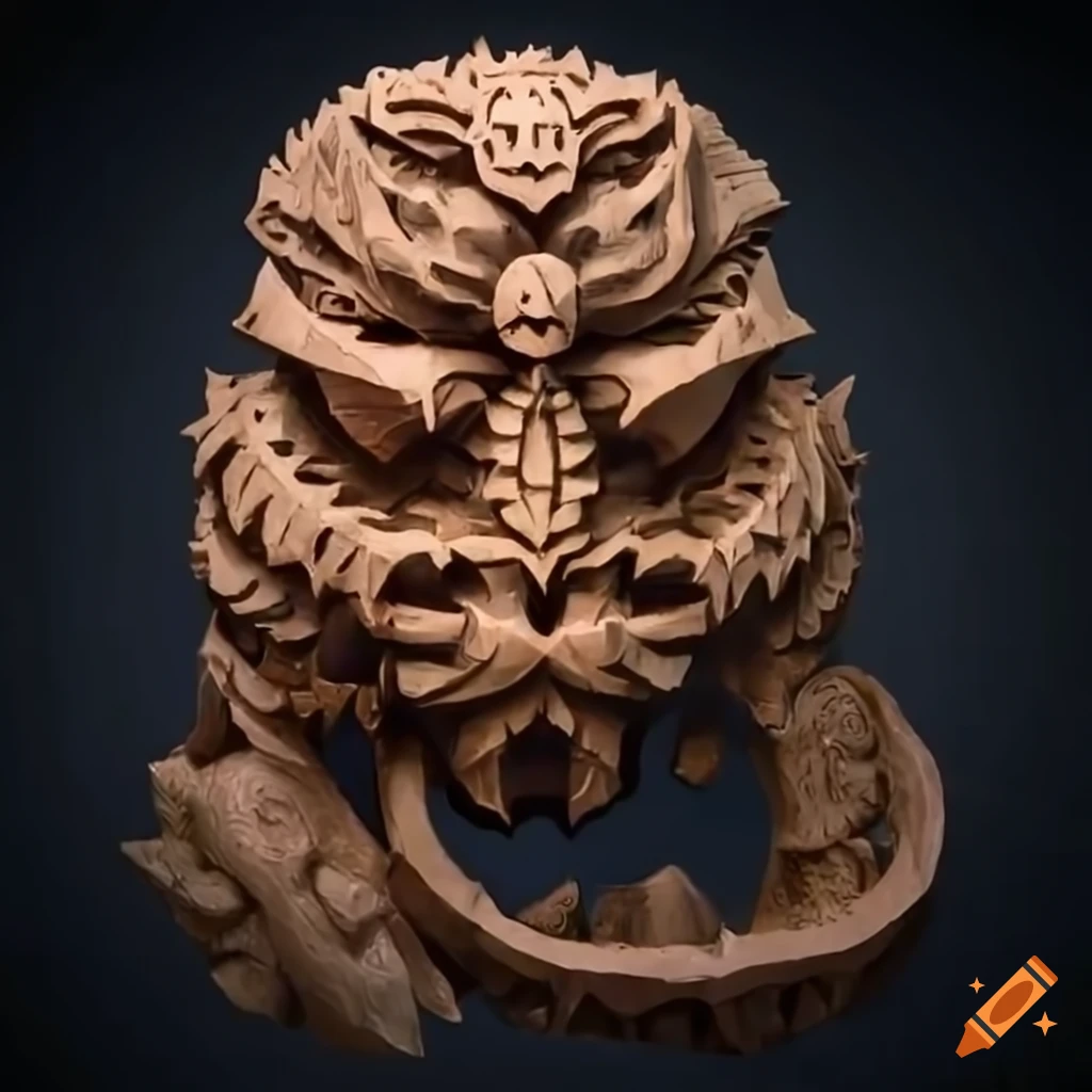 Intricate carving of a zelda game boss on Craiyon