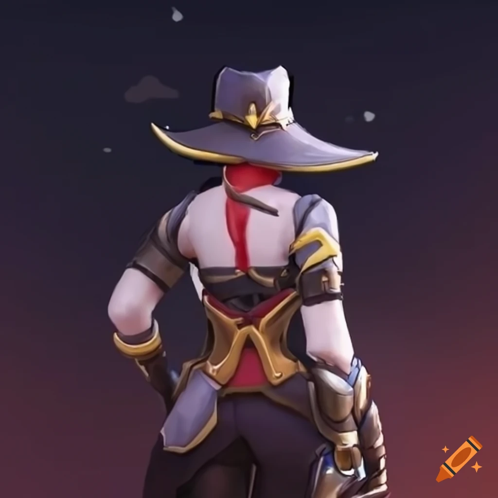 Ashe character from overwatch seen from behind on Craiyon