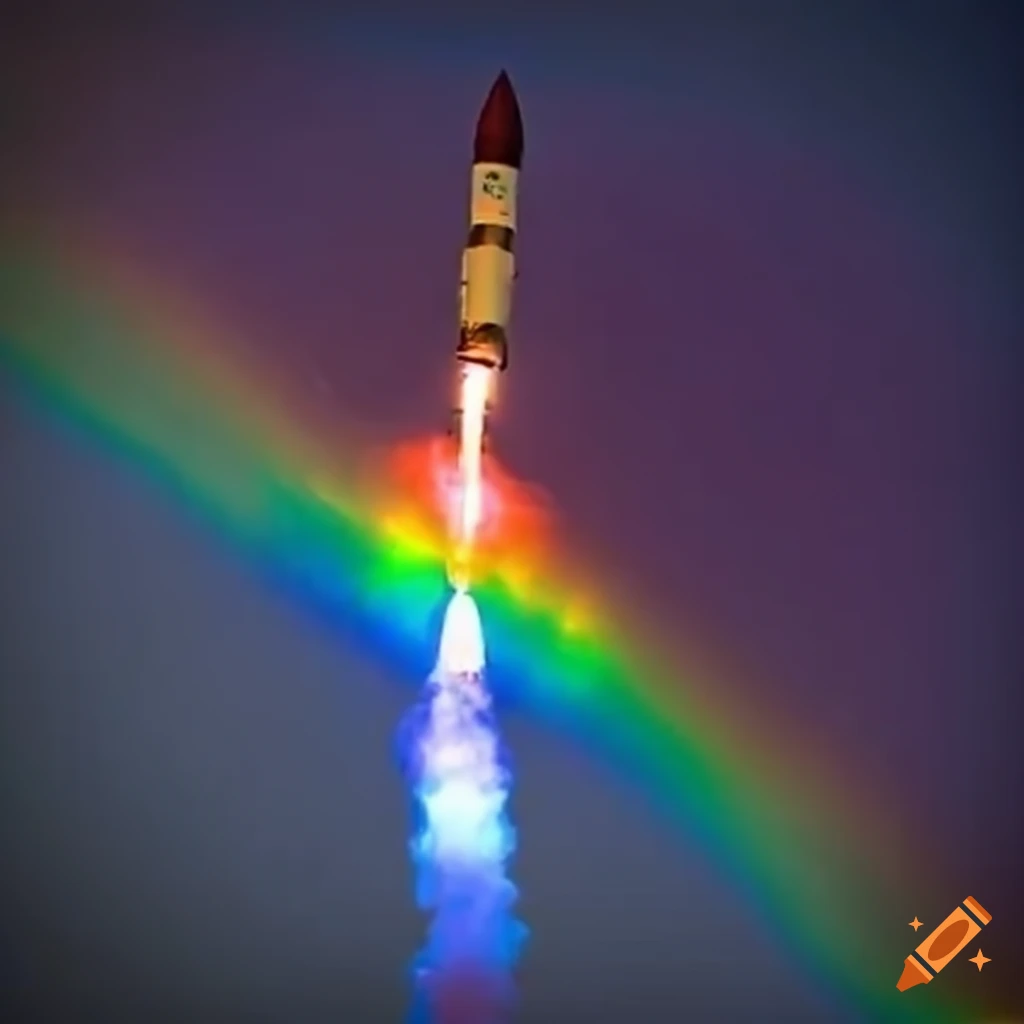 Rainbow rocket launching into space
