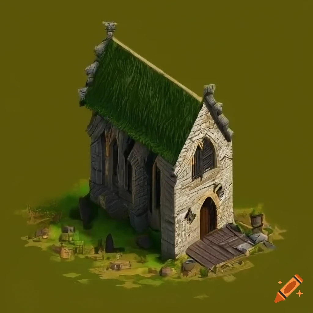 Medieval church in a fantasy RPG game on Craiyon