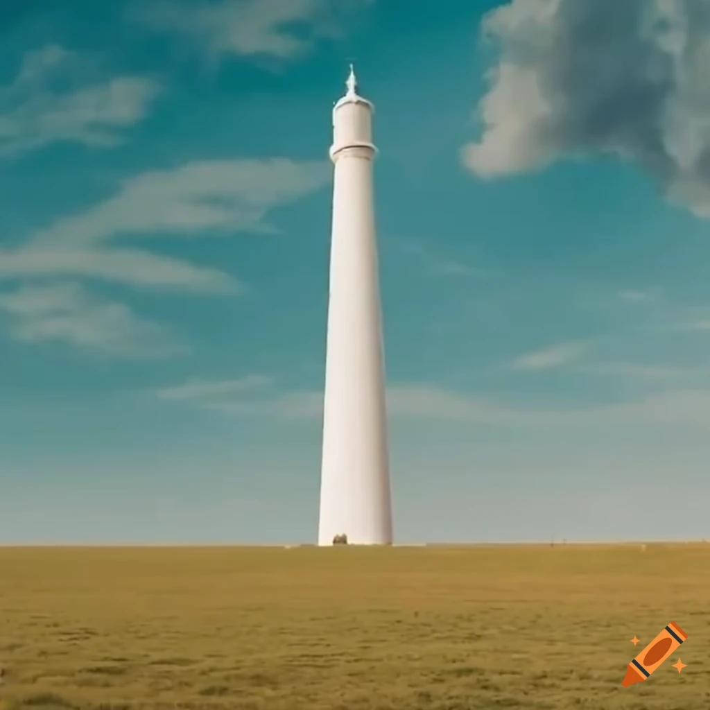 Iconic white tower in a vast plain on Craiyon