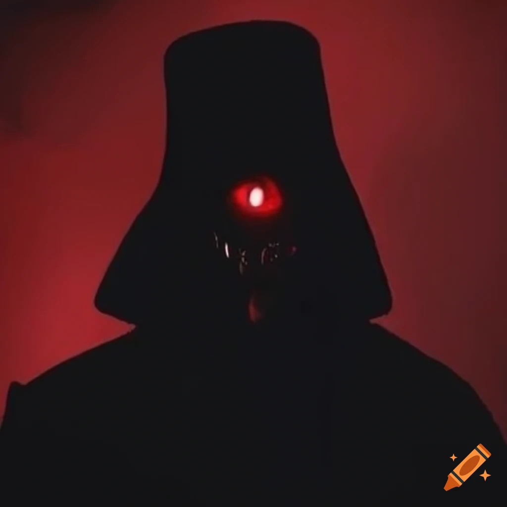 Unsettling human figure with red eyes and hat on Craiyon