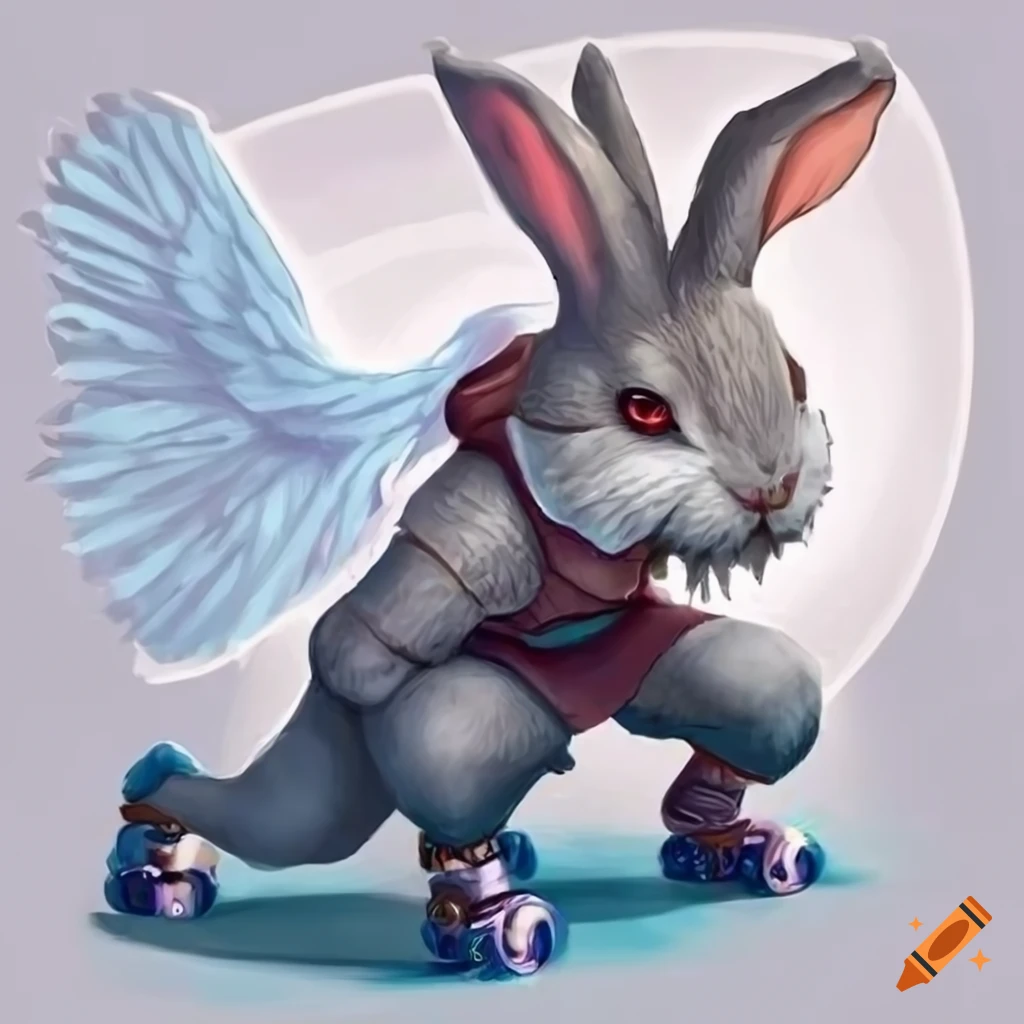 Rabbit rollerblading with a steampunk style on Craiyon