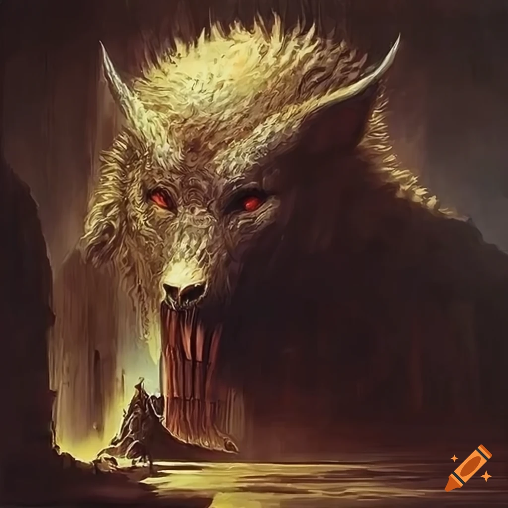 Painting of temple of fenrir the ferocious on Craiyon