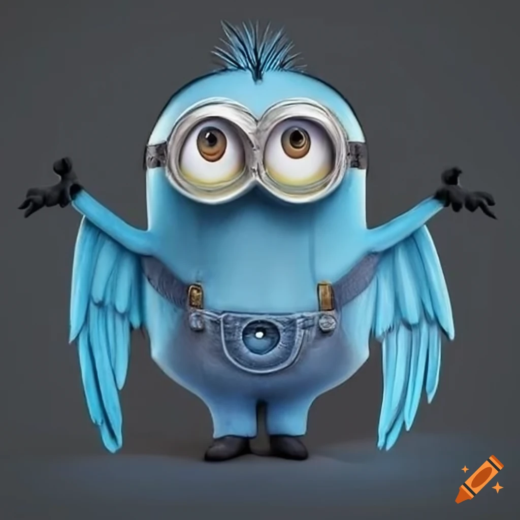 Blue minion with pegasus wings on Craiyon