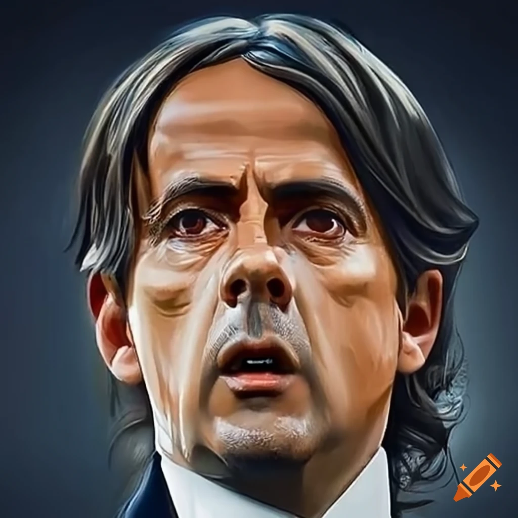 Satirical portrait of simone inzaghi as droopy