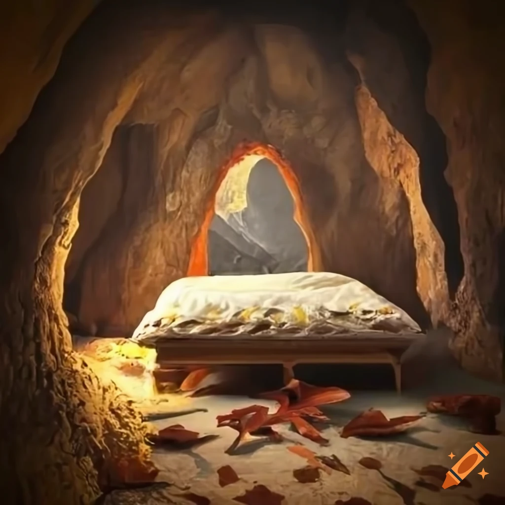 Closeup of a shieldmaiden bed in a cave on Craiyon