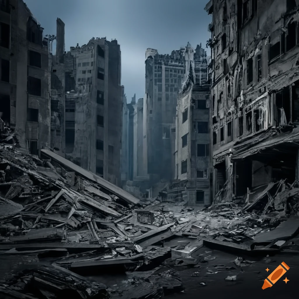 Image of a destroyed city on Craiyon