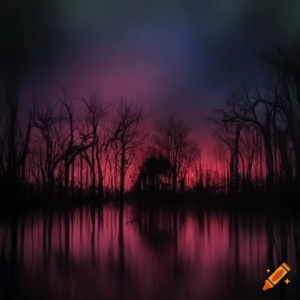 Horror-themed flamingo artwork on Craiyon