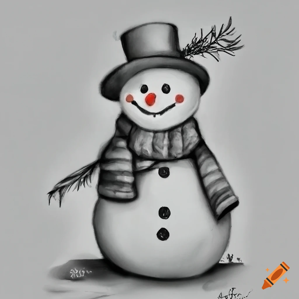 Dibujo de un muñeco de nieve simpático on Craiyon