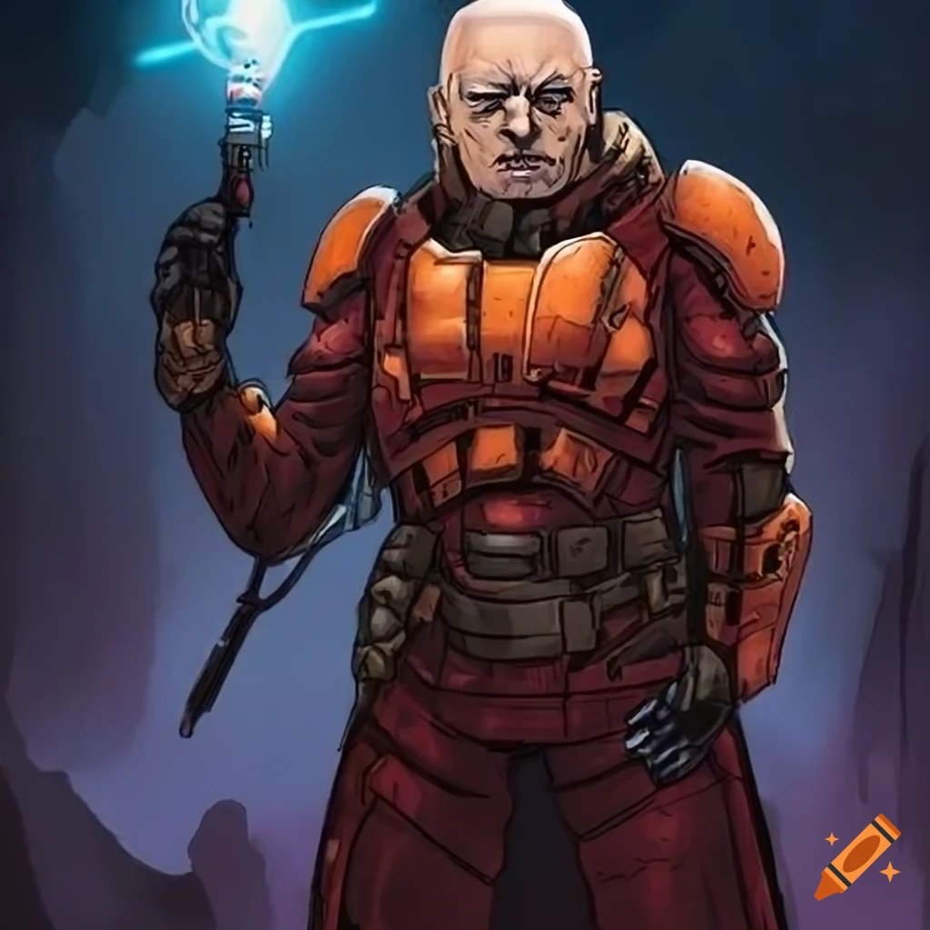 Image of a scifi commander in a retro comic style