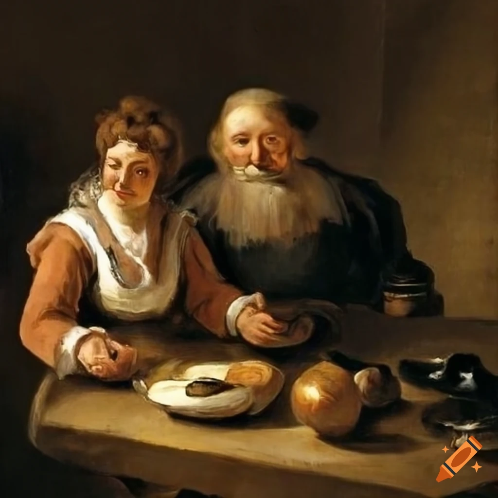 Painting of farmers enjoying drinks and games in a tavern on Craiyon