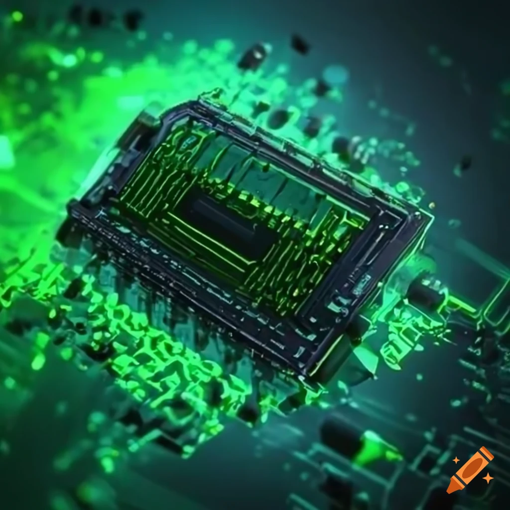 Green futuristic processor on Craiyon
