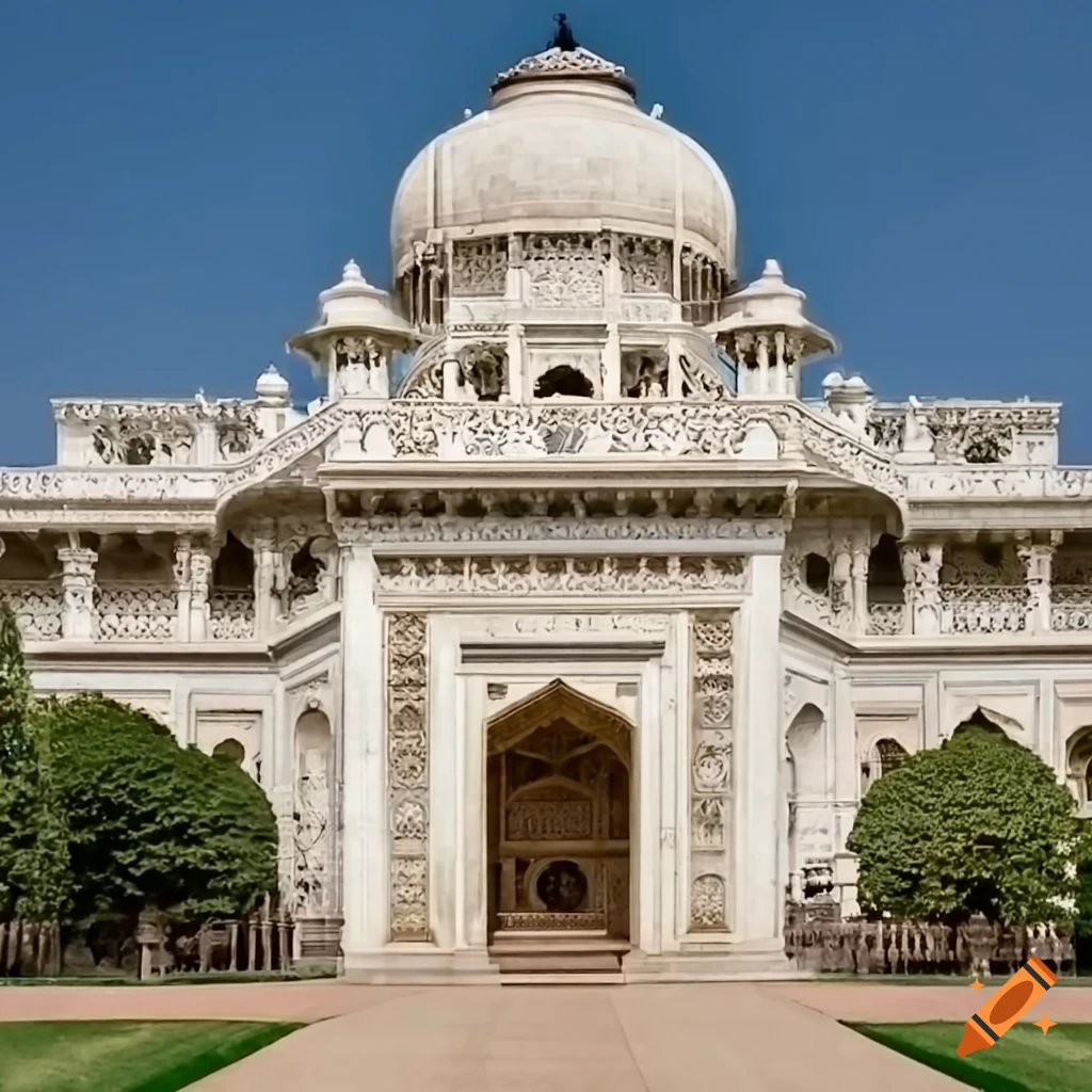 Full frontal elevation of mughal mahal white house on Craiyon