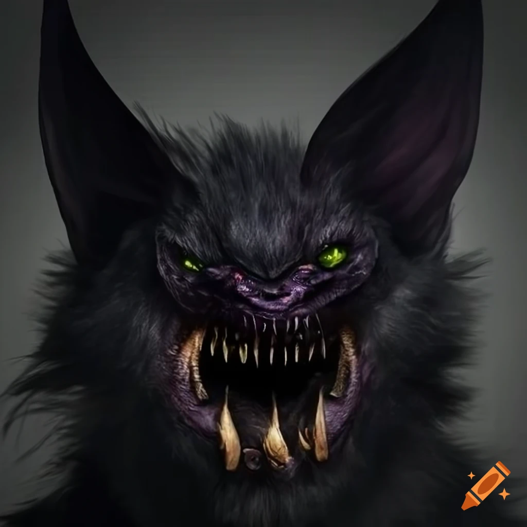 Demon with black fur and 7 symmetrical eyes on Craiyon