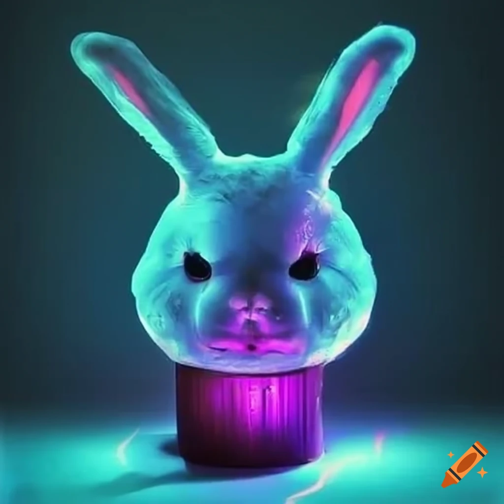 Dj rabbit playing on laser show at a technoparty