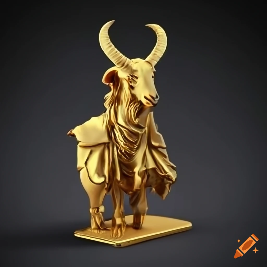 Gold 3d printed goat herder sculpture on Craiyon