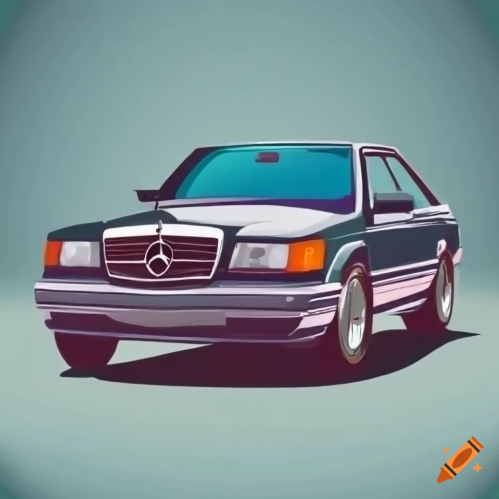 Vector art of a W126 Mercedes SEC on Craiyon