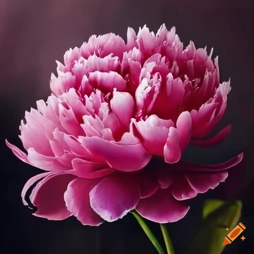 Painting of five hot pink peonies on Craiyon