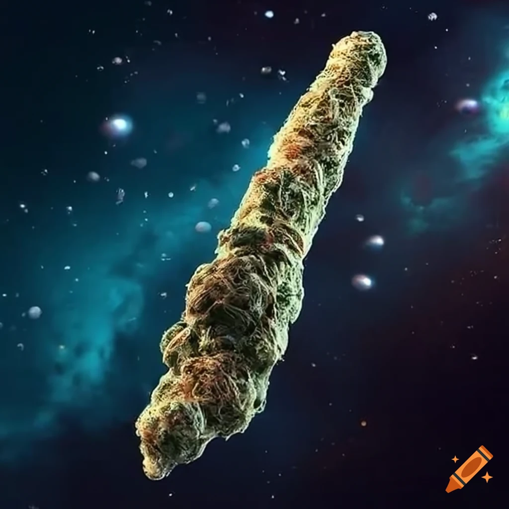 Artistic depiction of a marijuana joint in space