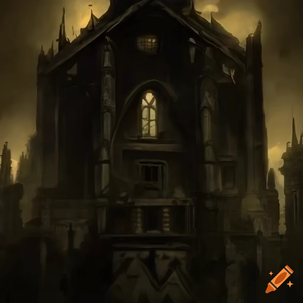 Dark mansion in a fantasy setting