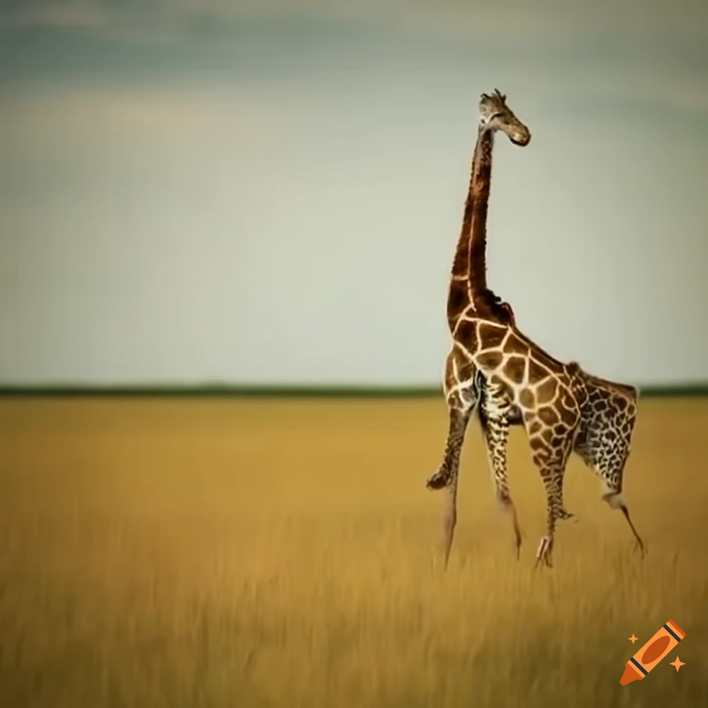 Frog and giraffe standing in a field on Craiyon