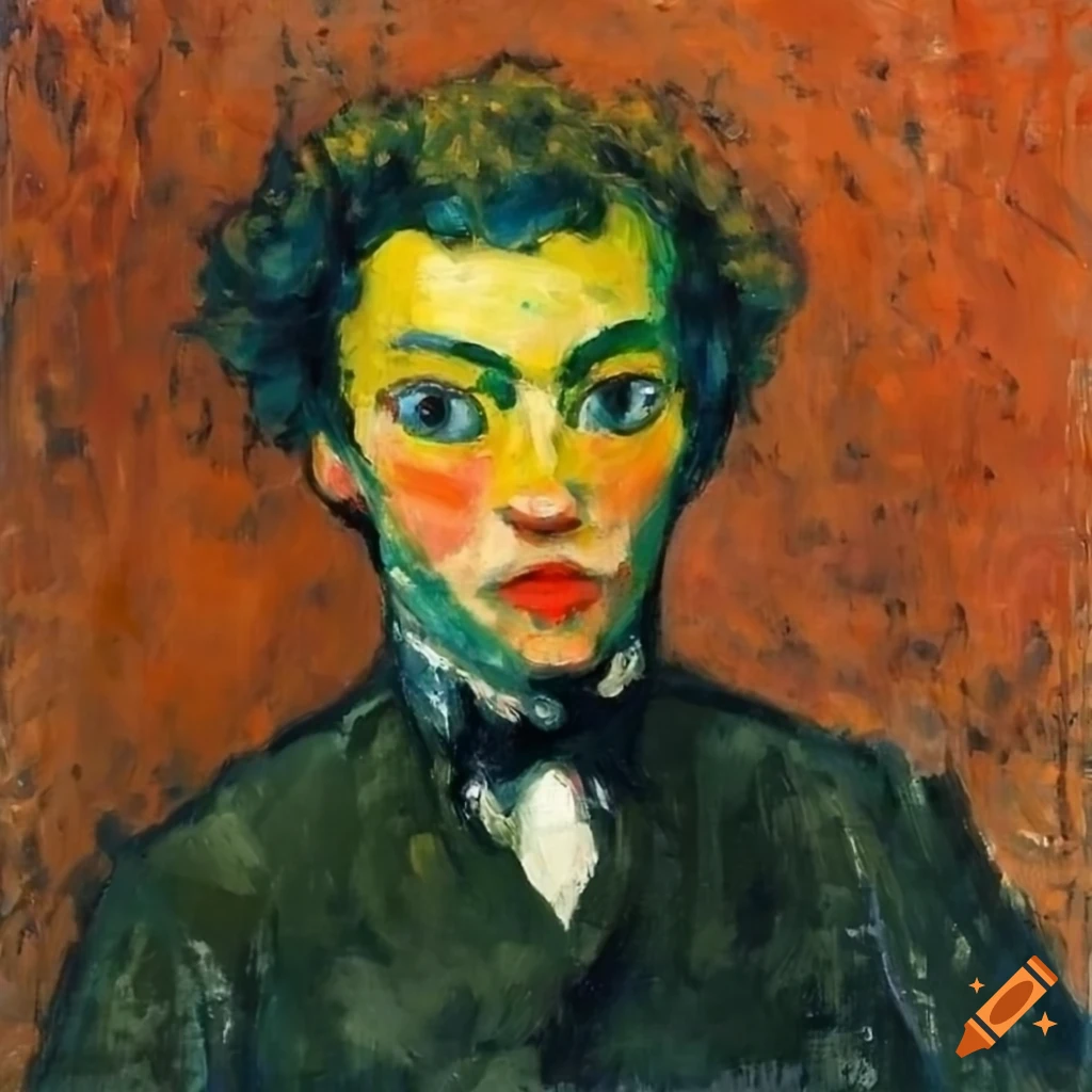 Oil painting of a man painting himself