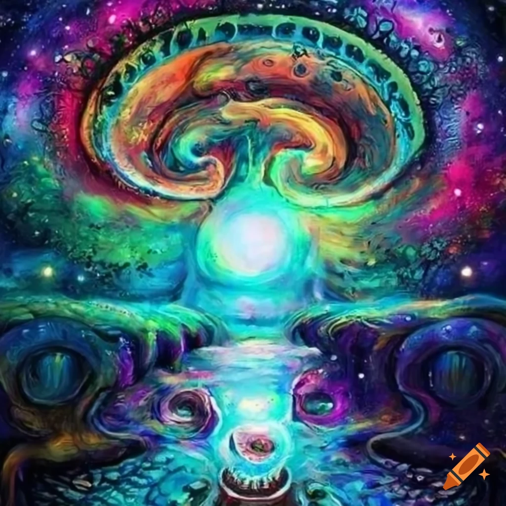 Arte impresionista con elementos psicodélicos en universo místico on ...