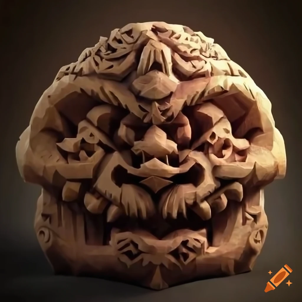 Intricate carving of a zelda game boss on Craiyon