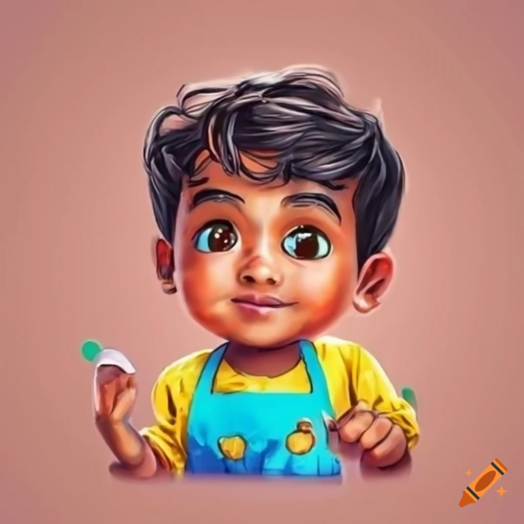 Logo of a little boy cooking food in india