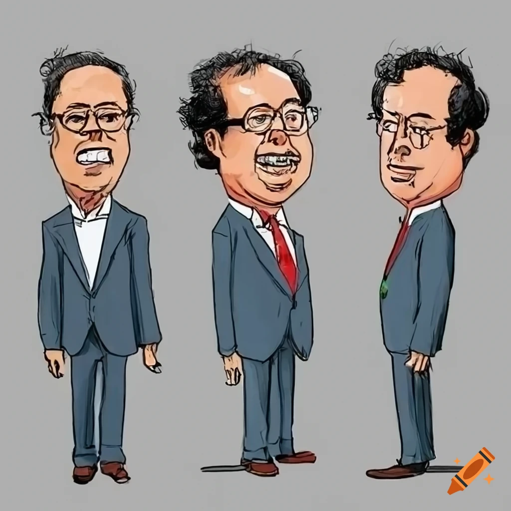 Cartoon drawing of Gustavo Petro Urrego on Craiyon