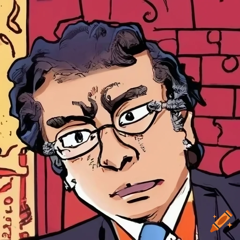 Cel-shaded comic of gustavo petro urrego on Craiyon