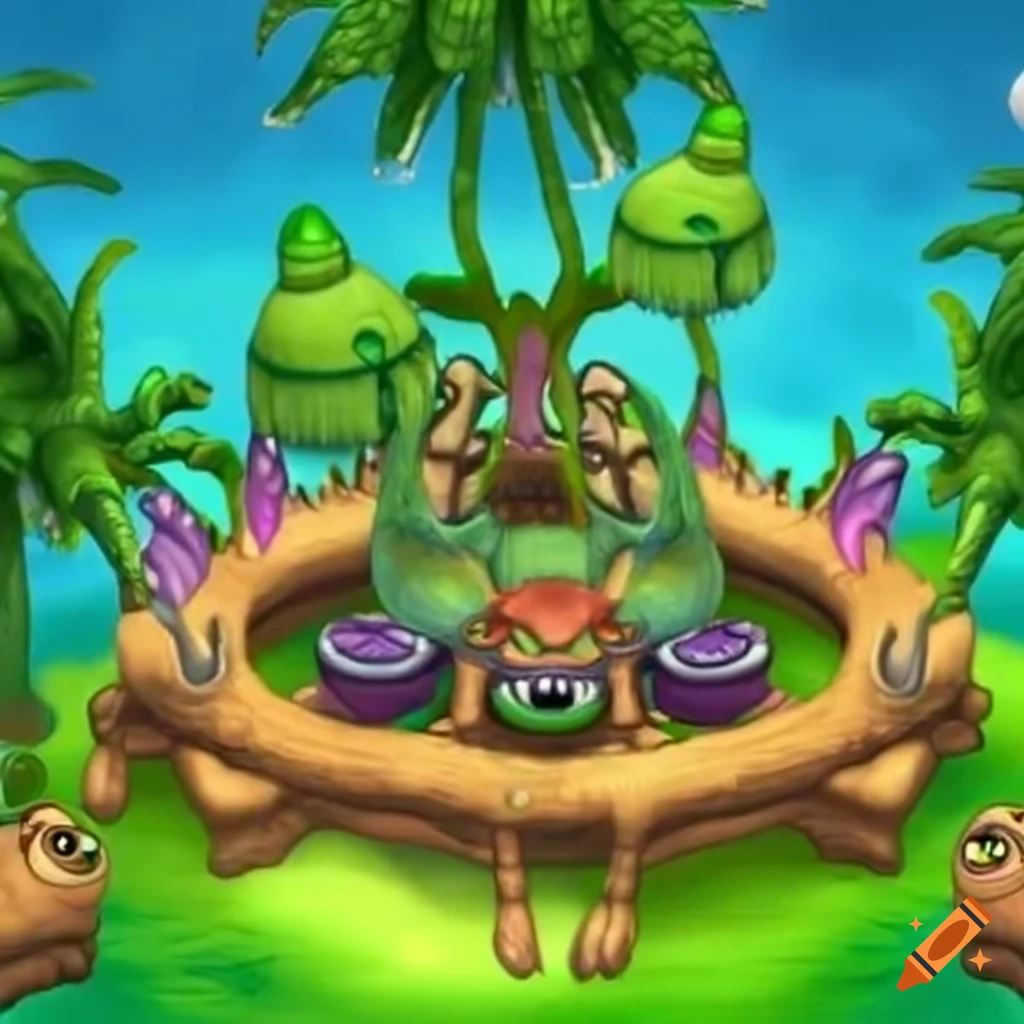 Tropical crust from my singing monsters, vacation resort on Craiyon