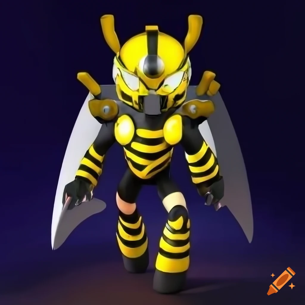 3d render of a bee-themed megaman villain on Craiyon