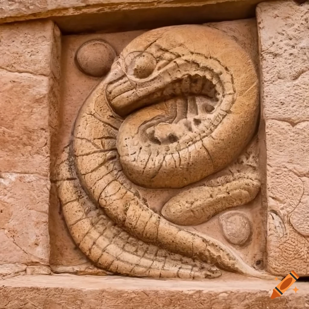 Stone bas relief carving of a moray eel on Craiyon