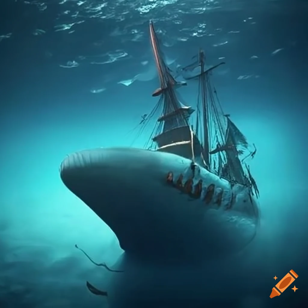 Ship sinking into the deep sea with people trying to escape on Craiyon