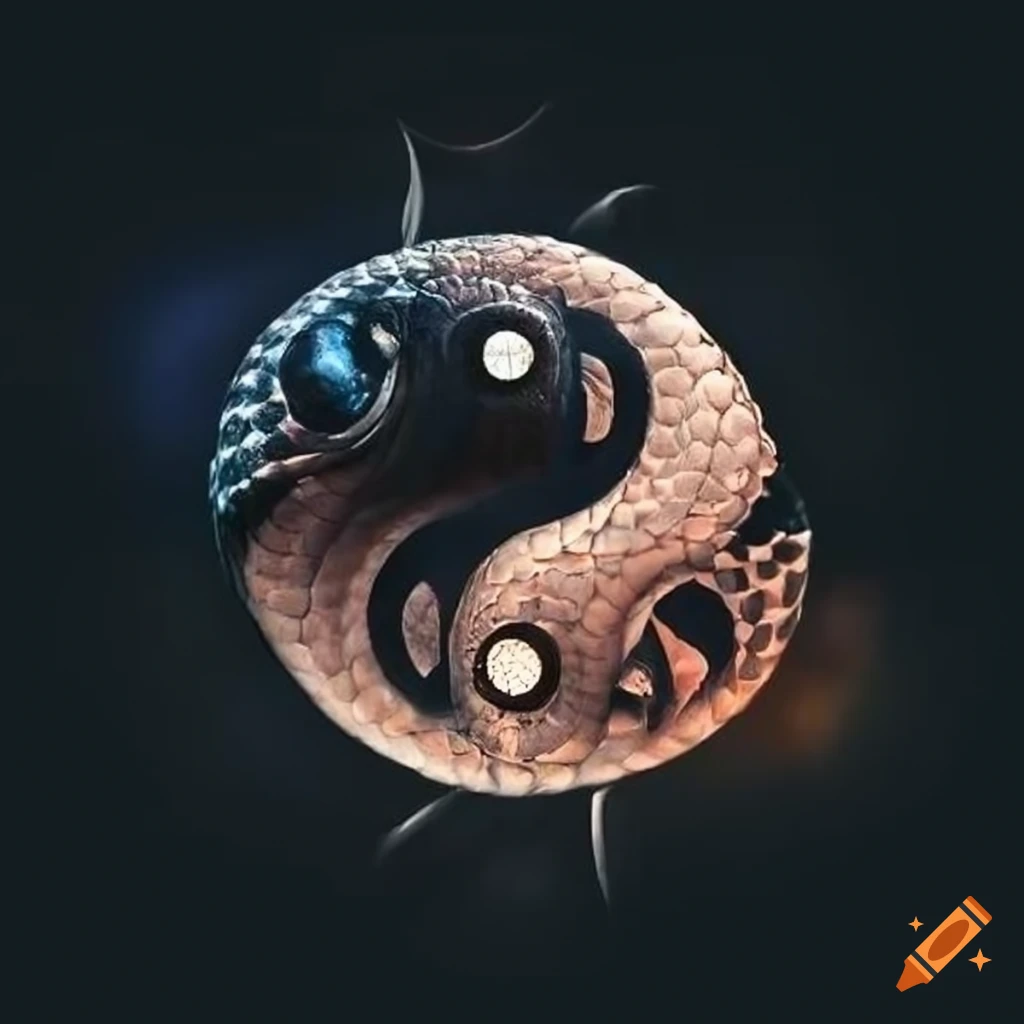 Yin yang symbol with intertwined snakes on Craiyon