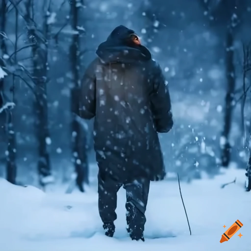 Man struggling to leave his house in the snow on Craiyon
